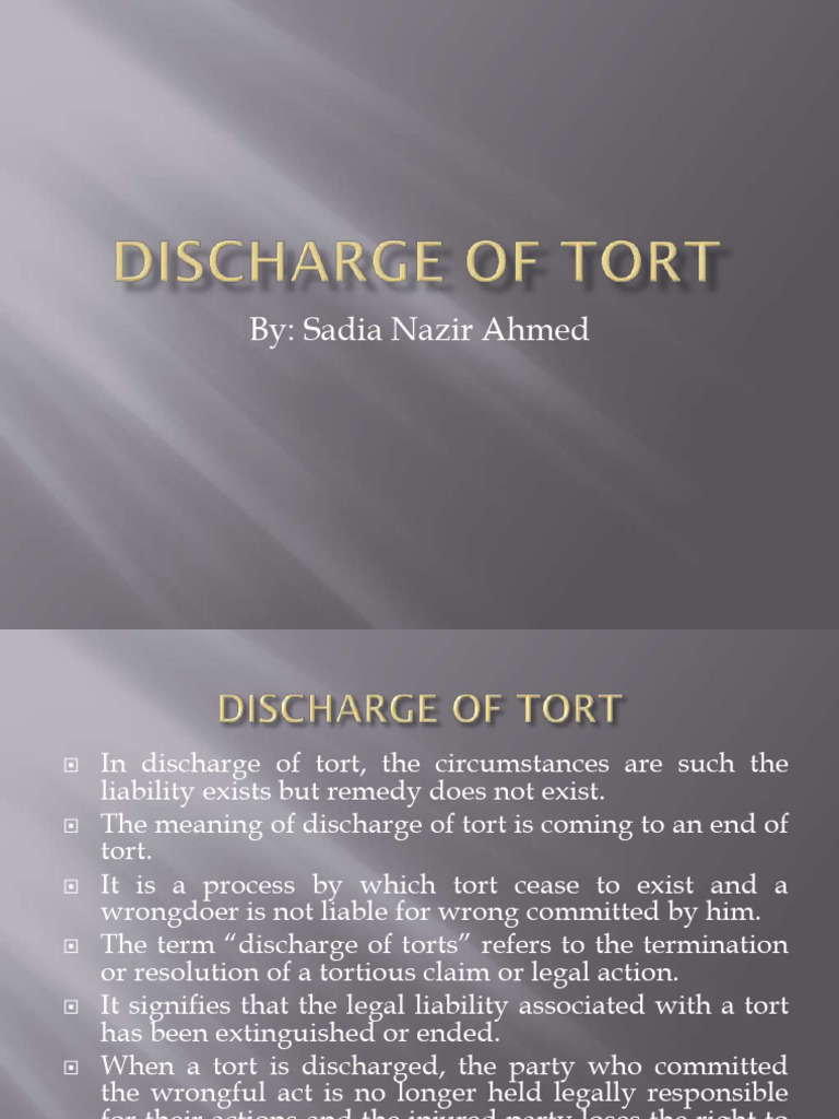 Discharge of Tort | PDF | Tort | Legal Remedy
