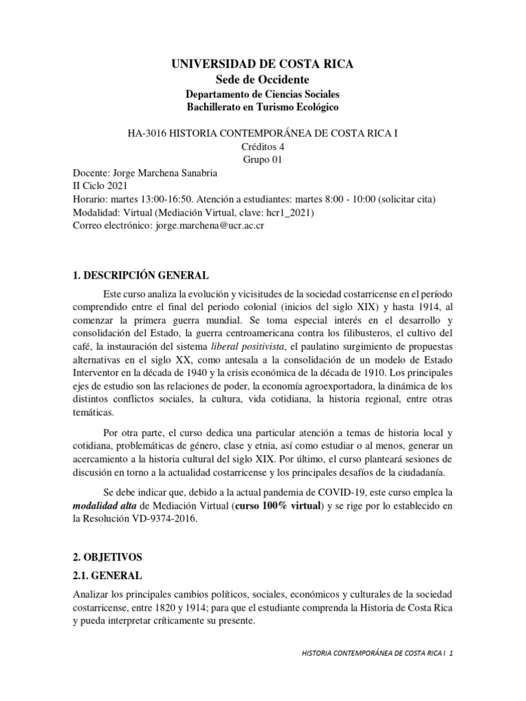 Historia Contemporánea de Costa Rica I | PDF | Costa Rica | Educación ...