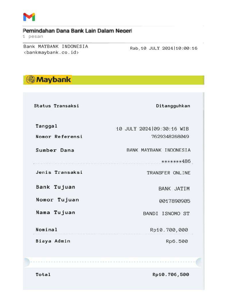 Bukti Transaksi Bapak Bandi Isnomo - ST | PDF