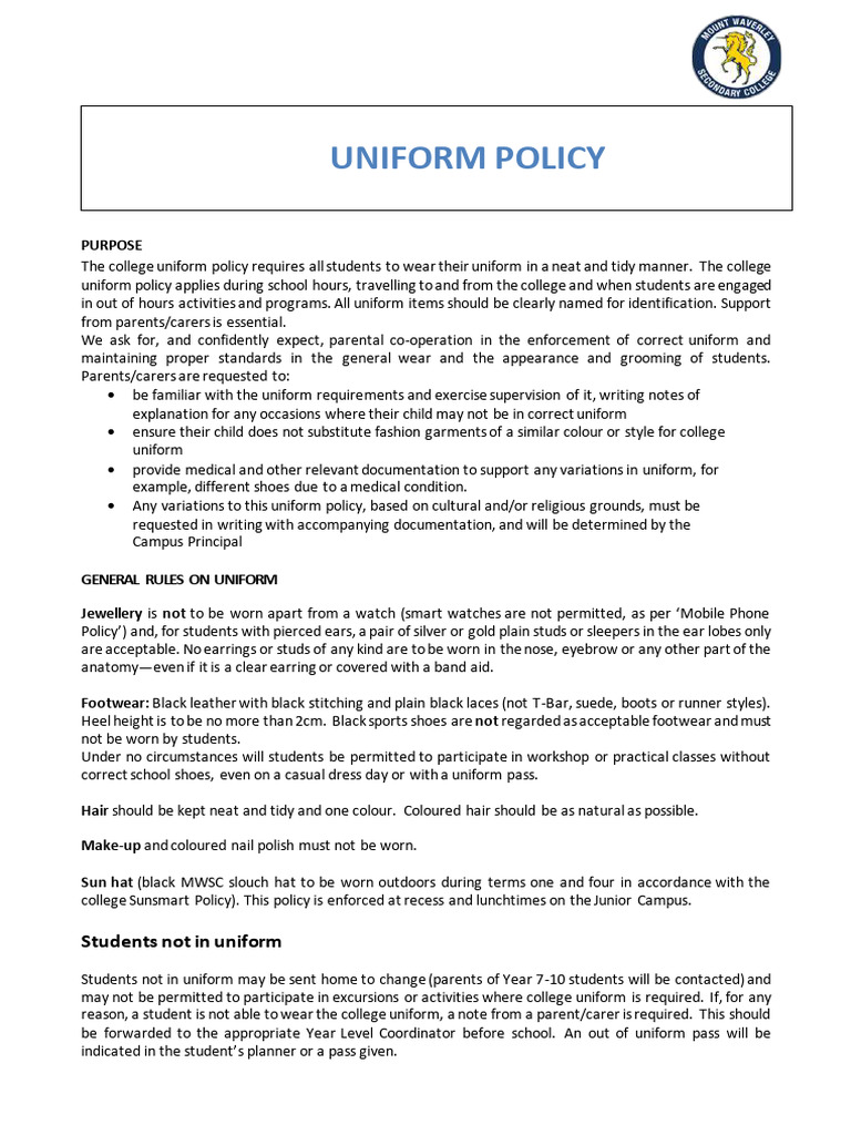 Uniform Policy | PDF | Sweater | Sock