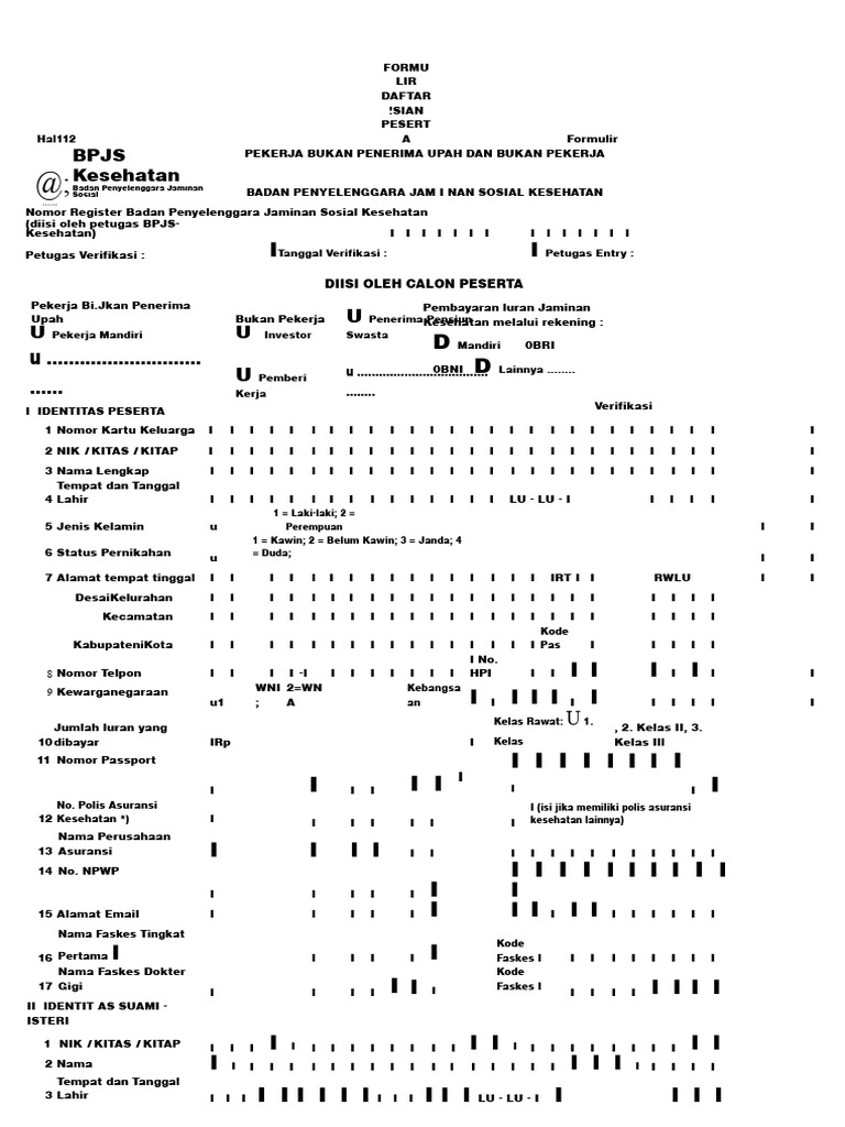 Formulir Isian BPJS Kesehatan | PDF