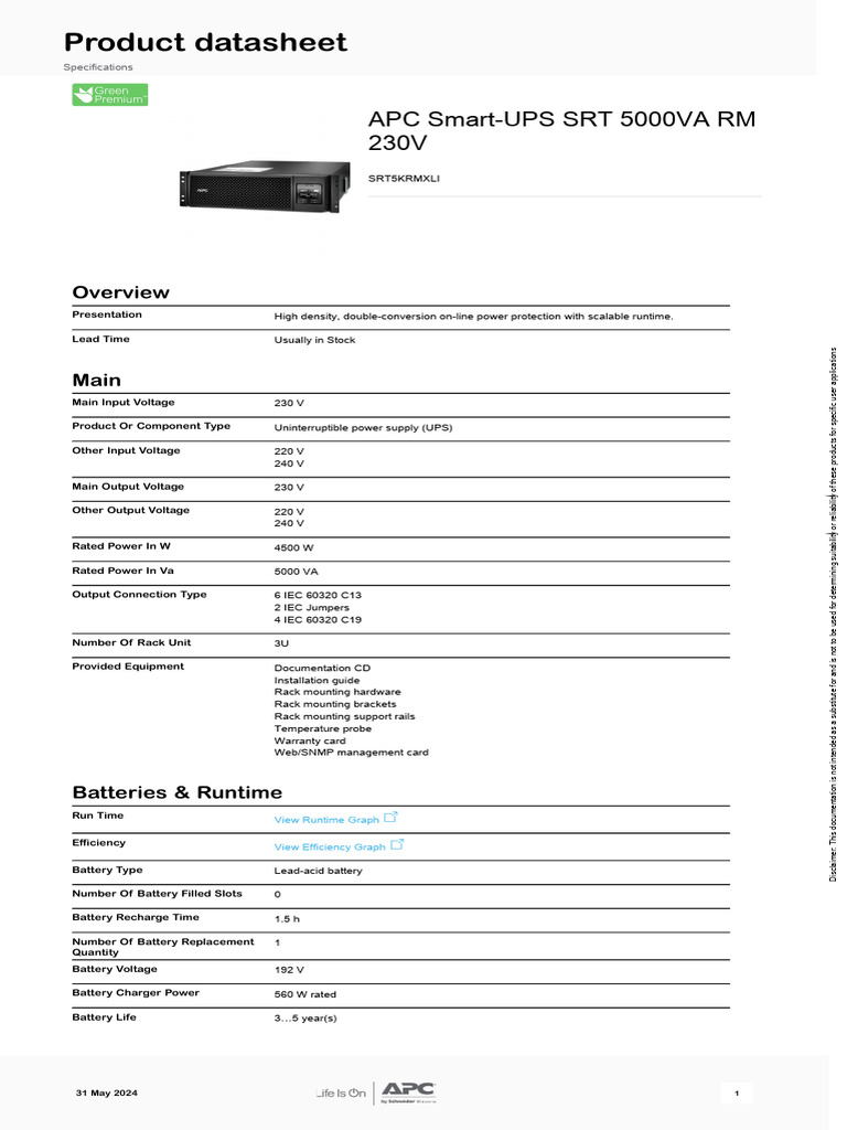 Apc Smartups-Online Srt5krmxli | PDF | Manufactured Goods | Electric Power