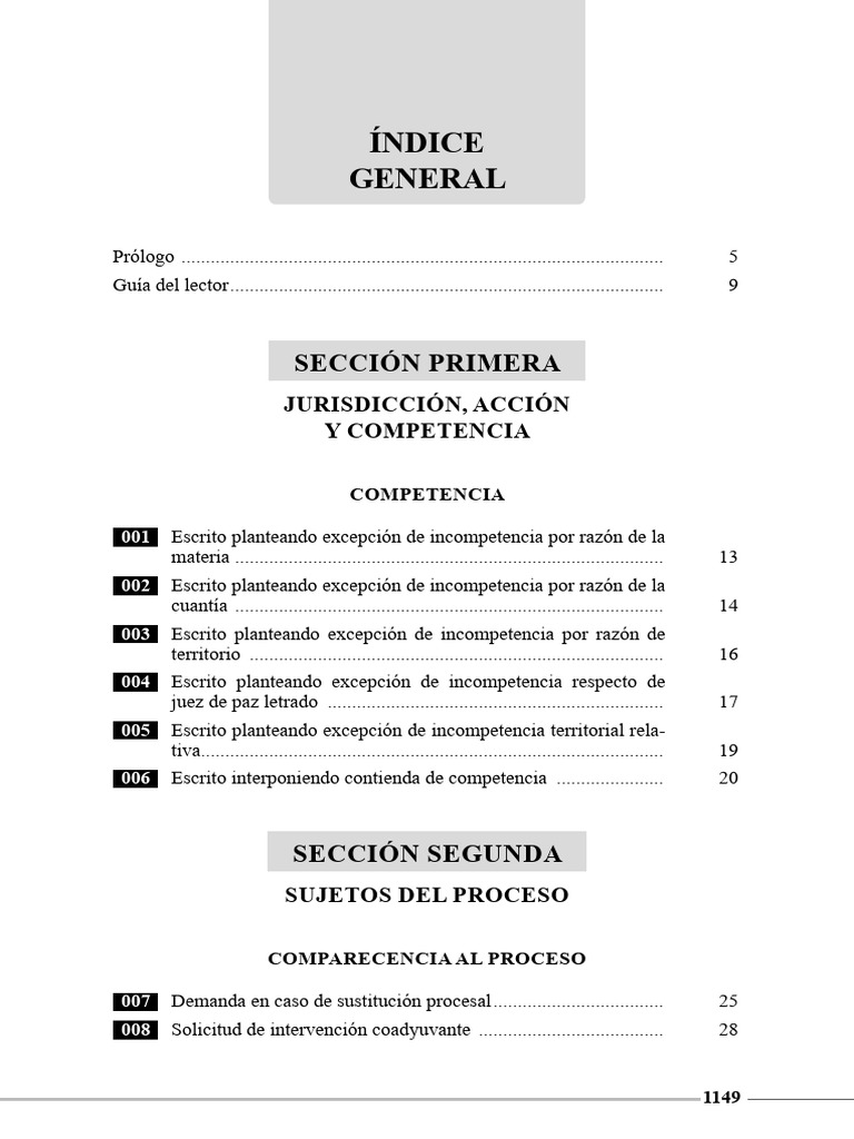 500 Modelos de Demandas y Escritos Del Proceso Civil - Índice | PDF ...