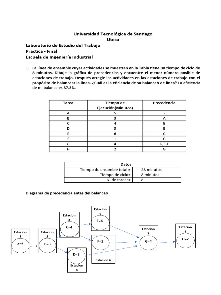 Balanceo de Línea de Ensamble en Ingeniería Industrial | PDF