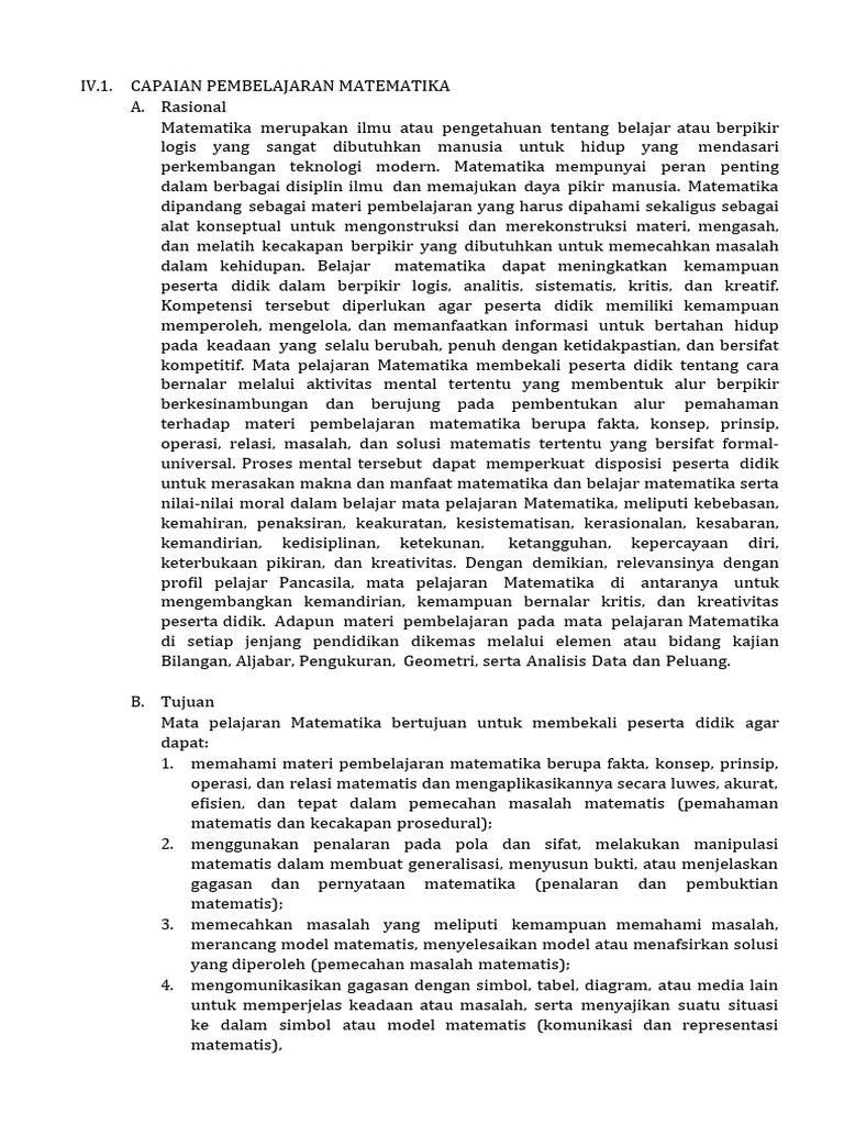 CP Matematika Fase e - F & Matematika Tinkat Lanjut Fase F | PDF