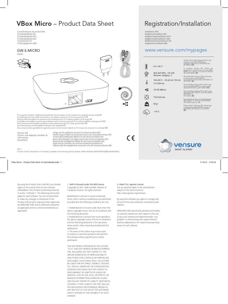 VBox Micro - Product Data Sheet - 1 | PDF