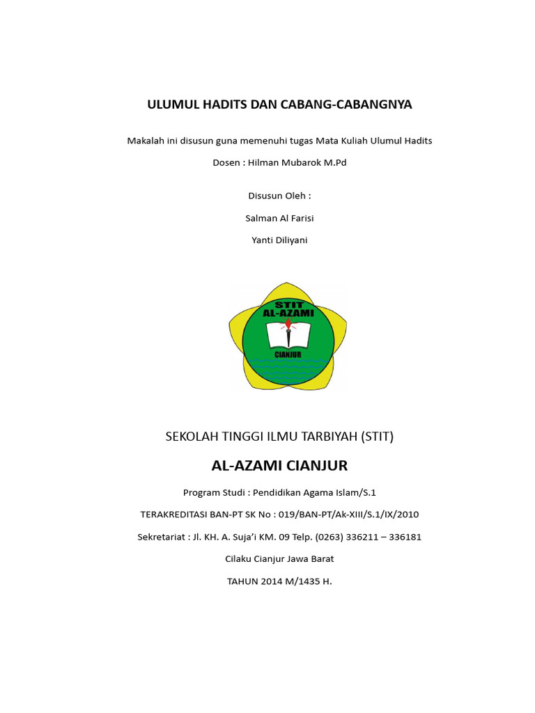 Ulumul Hadits Dan Cabang-Cabangnya | PDF