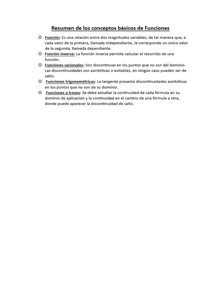 Resumen de Los Conceptos Básicos de Funciones | PDF