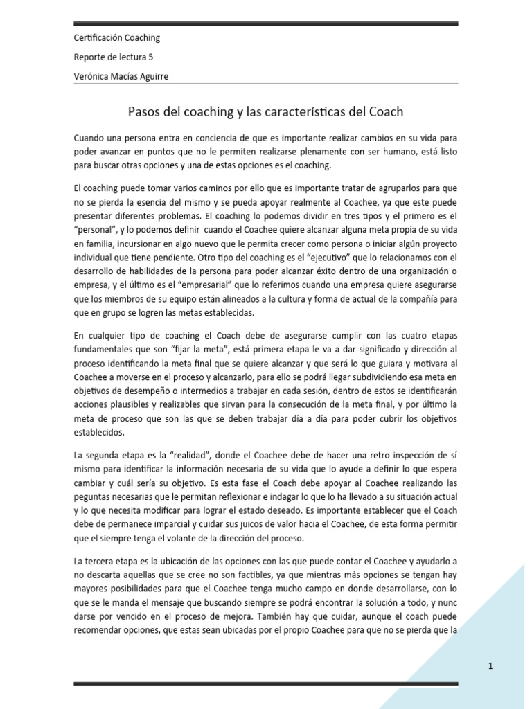 A10 0801 Pasos Del Coaching y Las Caracterísitcas de Coach | PDF | Las ...