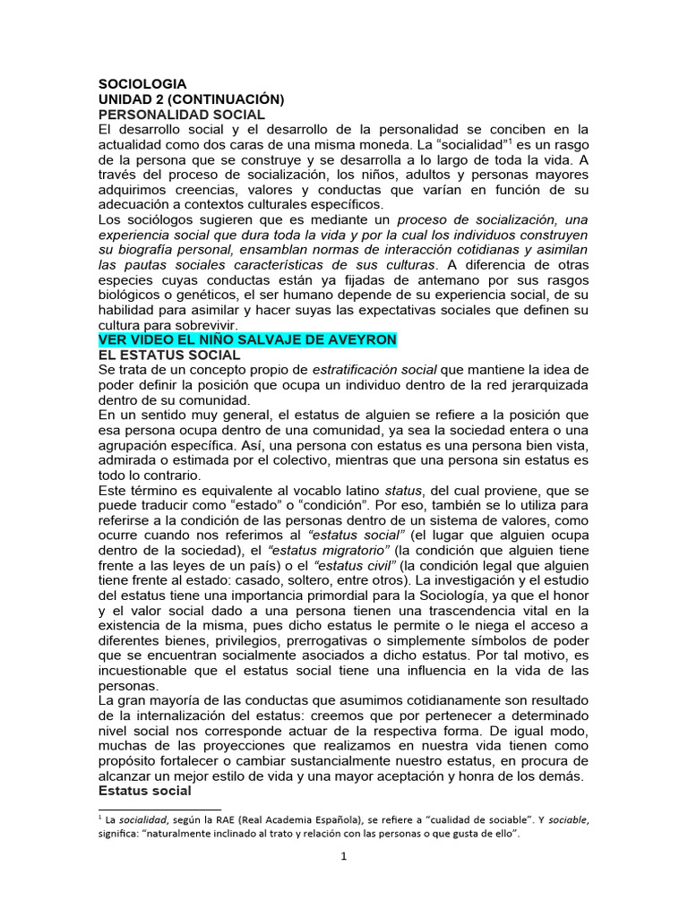 2 Unidad - La Persona Social | PDF | Sociedad | Estatus social