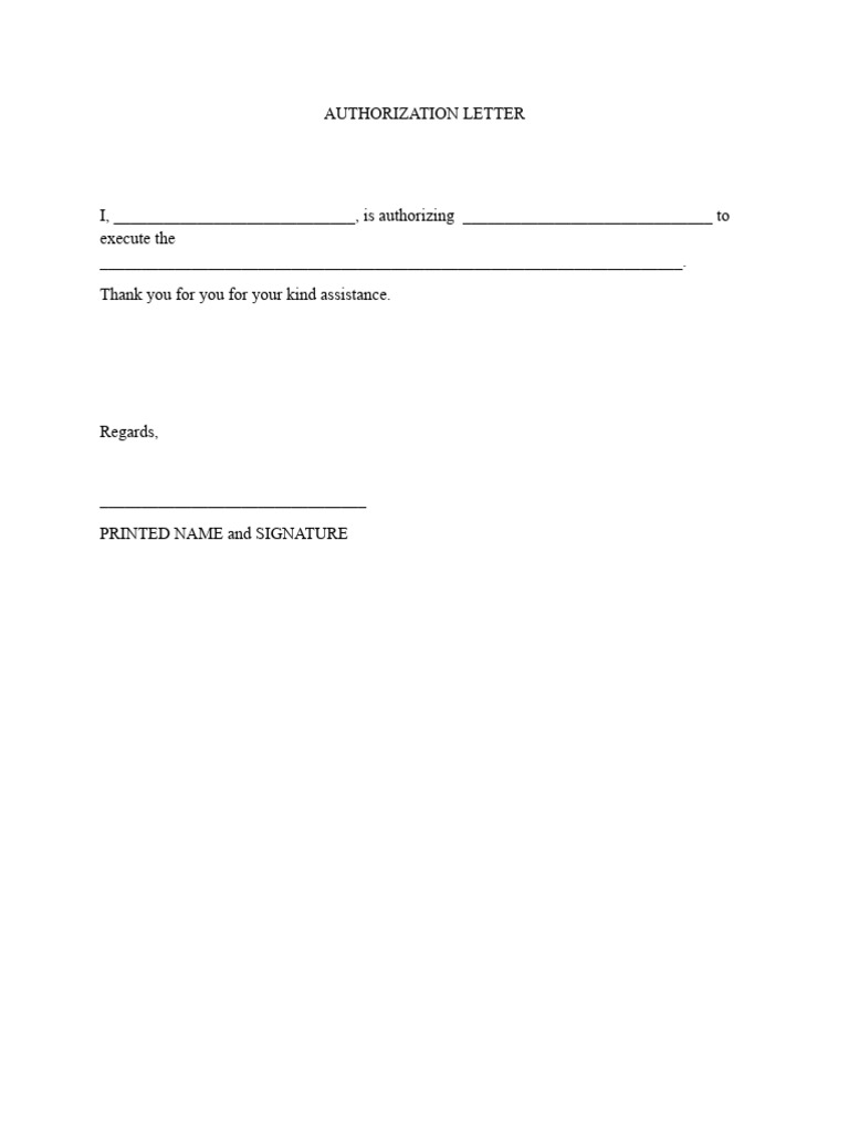 Authorization Letter Blank | PDF