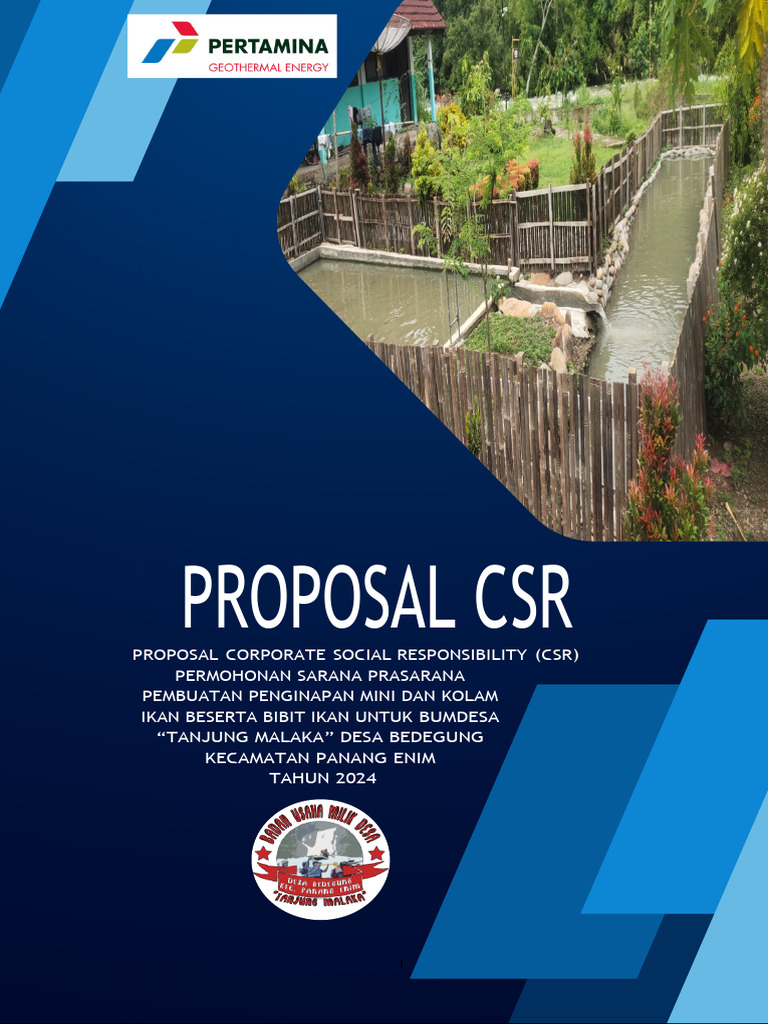 Proposal CSR Pt. Pertamina Lumut Balai - Bumdes Tanjung Malaka - Desa Bedegung - 065940 | PDF ...
