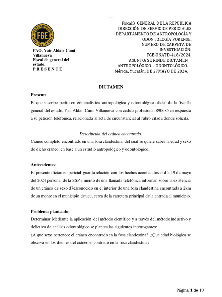 Dictamen Final | PDF | Diente | Antropometría