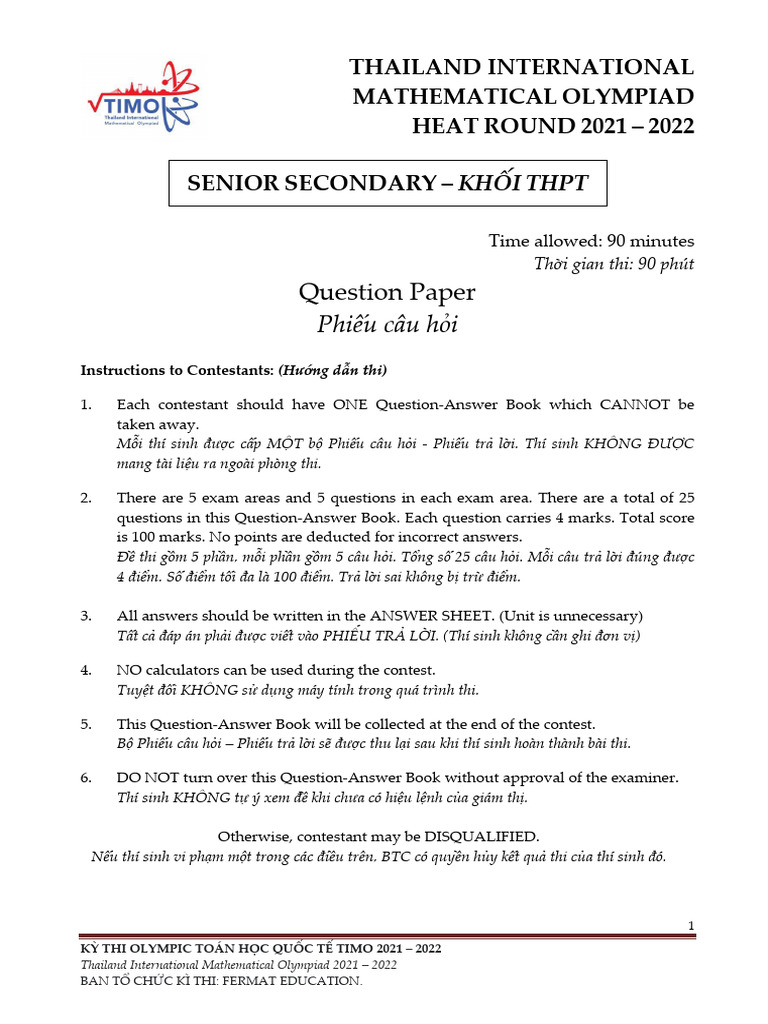 Senior Secondary - Khối THPT | PDF