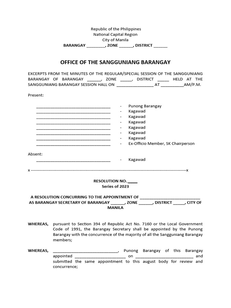 Barangay Secretary Appointment | PDF | Government