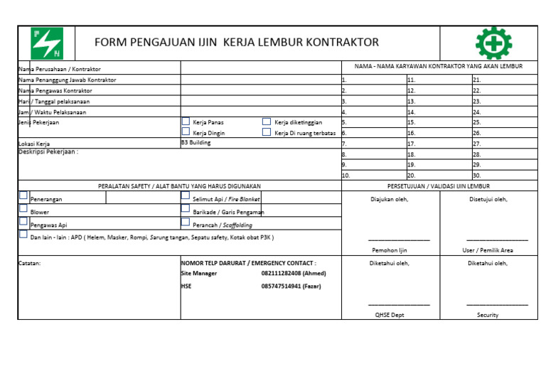 Form Ijin Lembur | PDF