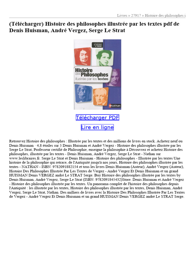 Histoire des philosophes illustrée | PDF