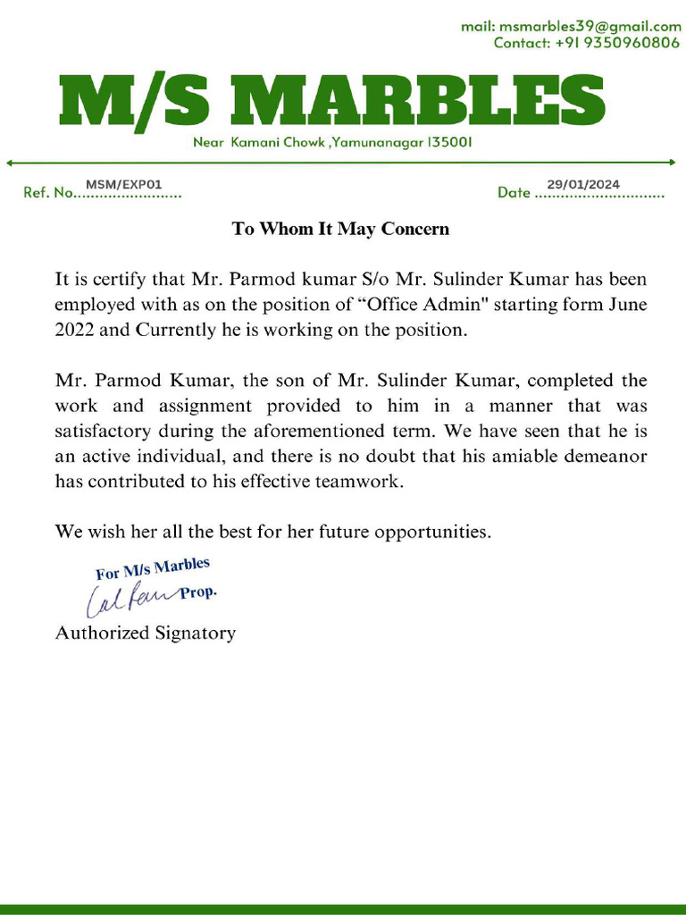 Work Exp Letter and Lor Letter | PDF