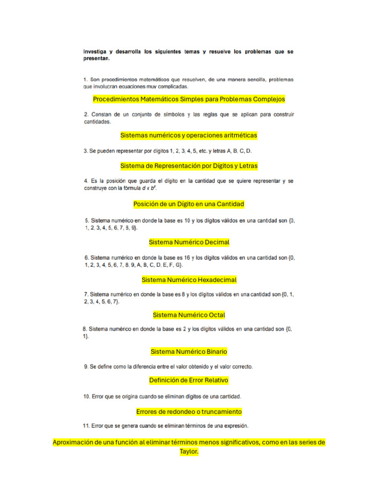 Guía de Estudios para El Examen Final - Metodos Numericos | PDF | Aritmética | Análisis matemático