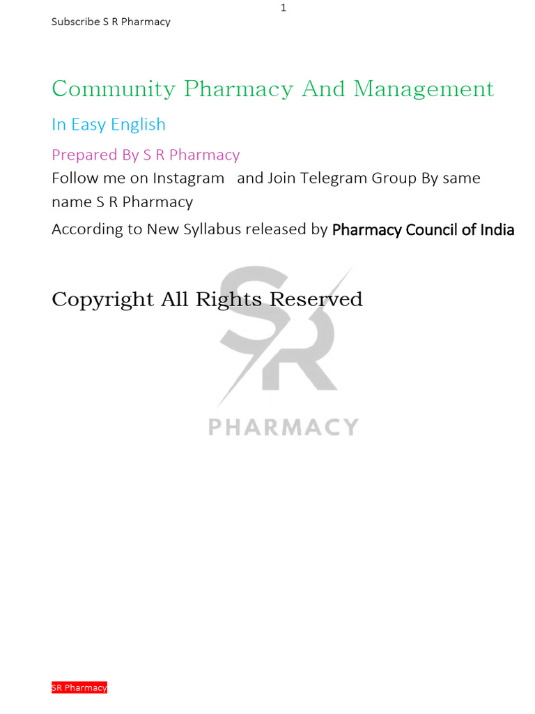 D Pharmacy Subjects Notes | PDF | Medical Prescription | Pharmacy