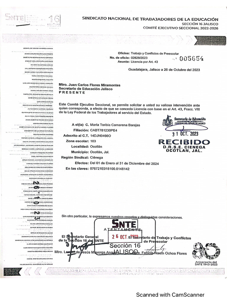 Camarena Barajas Maria Toribia (Licencia) 01 Ene-31 Dic 2024 | PDF