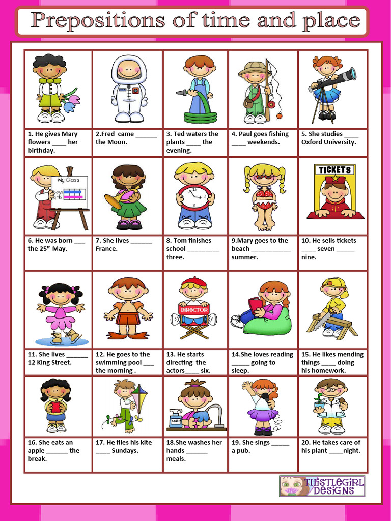 Prepositions of Time and Place | PDF