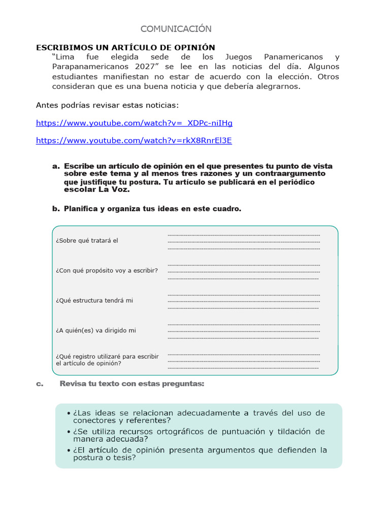 Escritura de Un Artículo de Opinión | PDF