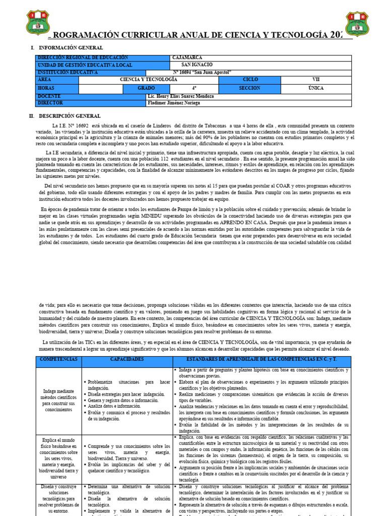 4to Programacion Anual CTA | PDF | Organismos | Aprendizaje