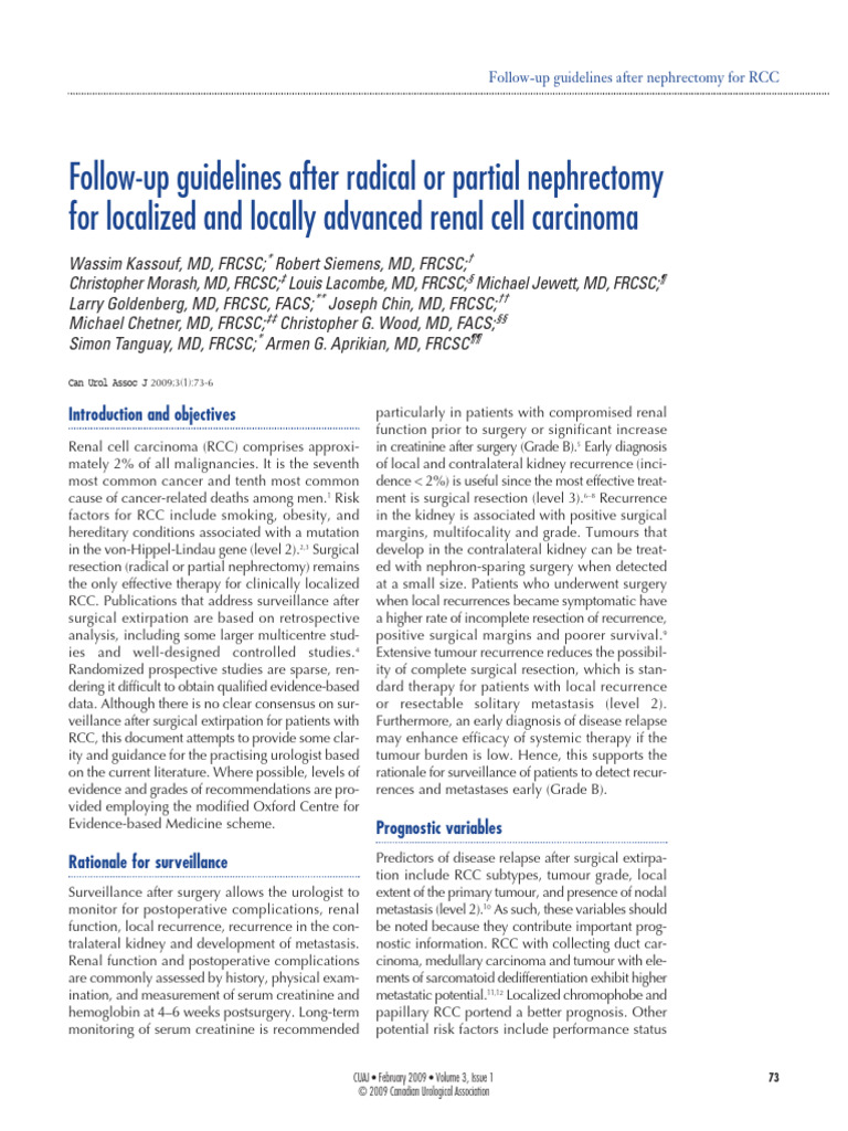 Follow Up After Partial Nephrectomy For RCC | PDF | Neoplasms | Medical ...
