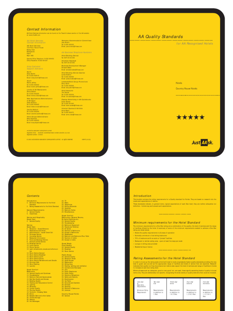 Quality Standards For Hotels | PDF | Bathroom | Restaurants