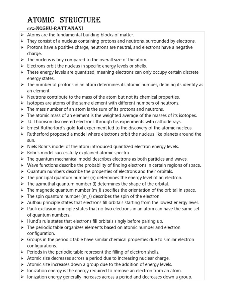 Atomic Structure | PDF | Gases | Phase (Matter)
