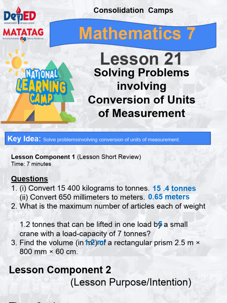 NLC Math 7 C Lesson 21 | PDF | Weight | Forklift
