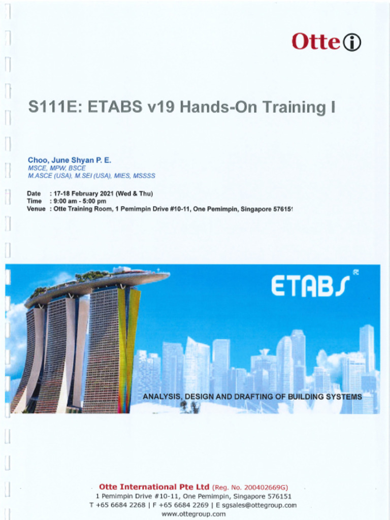 S111E - ETABS v19 Hand-On Training I | PDF