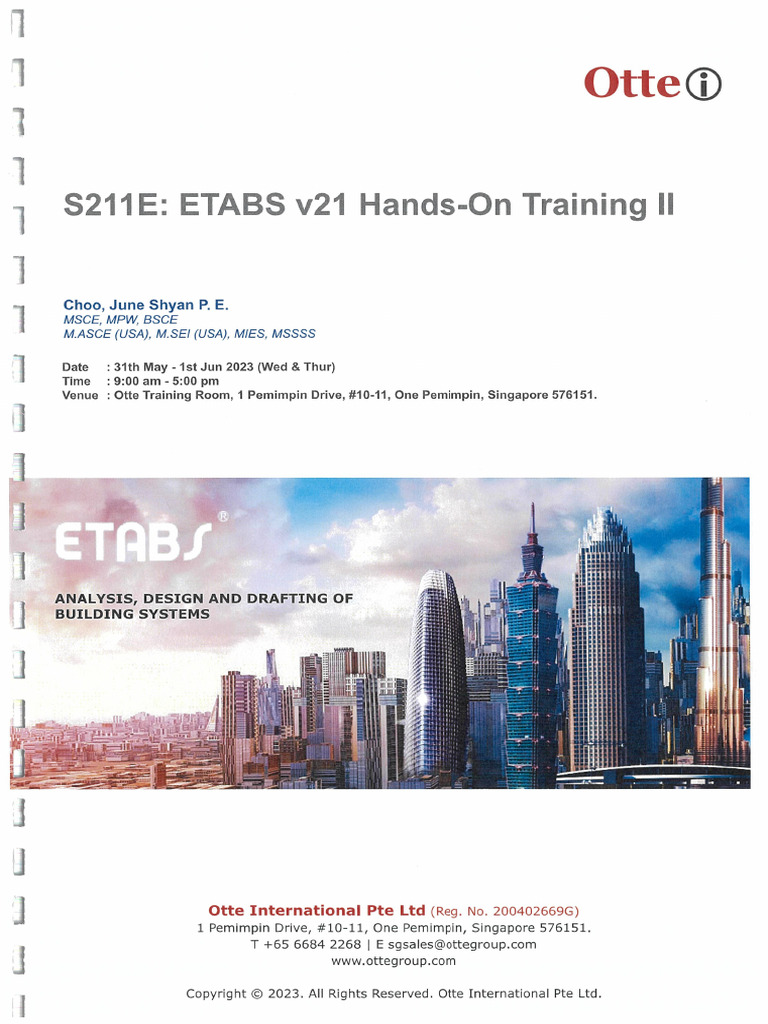 S211E_ETABS v21 Hand-on Training II | PDF