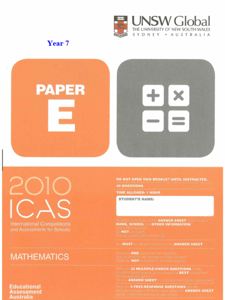Icas e Maths 2010 w Answers | PDF