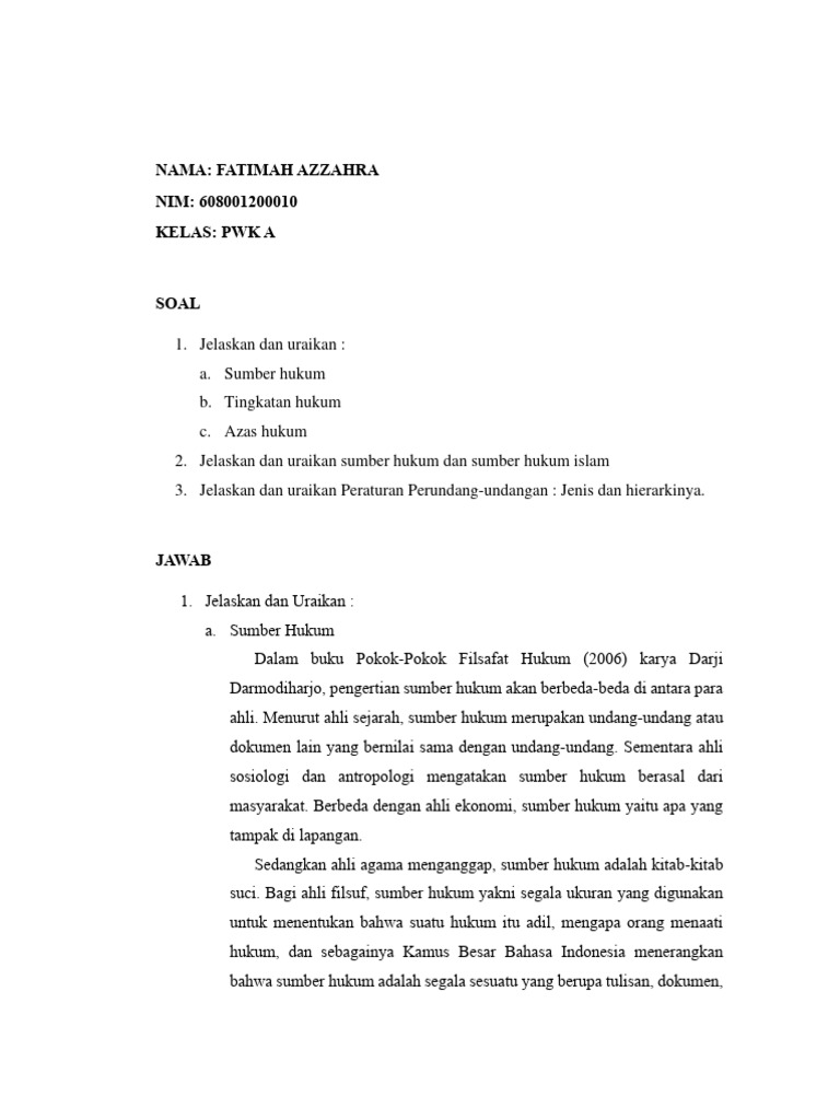 Fatimah Azzahra 60800120010 Hukum Dan Administrasi Perencanaan 2 | PDF | Politik | Ilmu Sosial