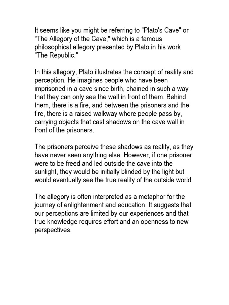 Plato's Allegory: Perception vs Reality | PDF