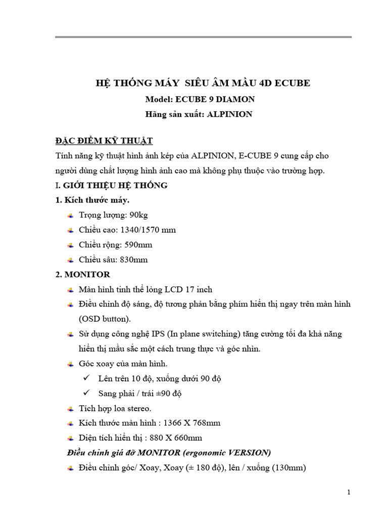 Thong So Ky Thuat ECUBE 9 DIAMON | PDF