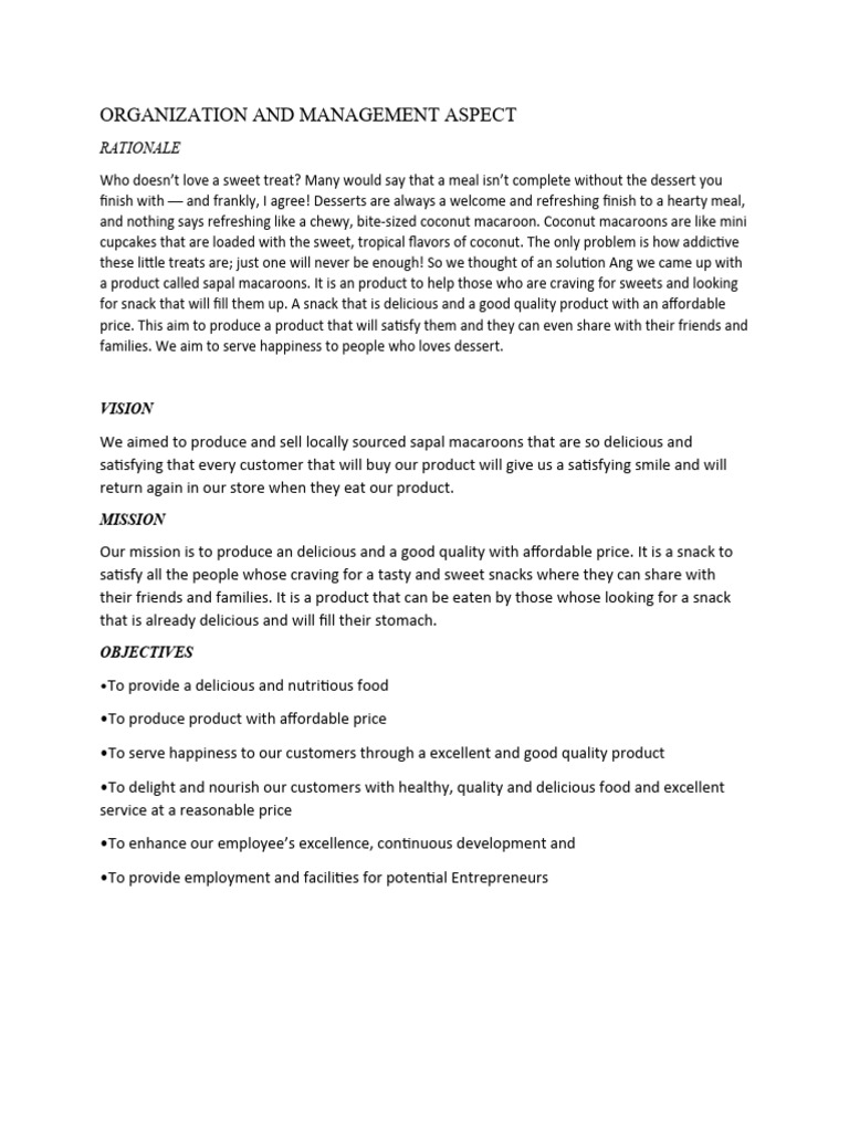 Organization and Management Aspect: Rationale | PDF | Dietary Fiber ...