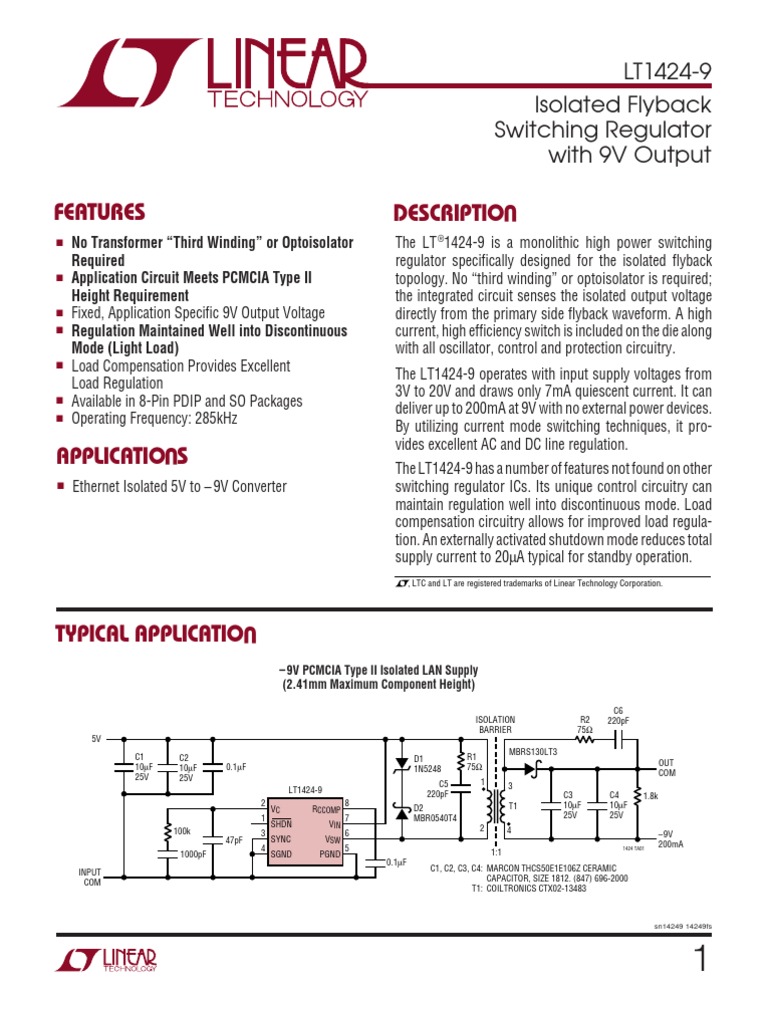 Isolated Flyback Switching Regulator W - 9V Output | PDF | Amplifier ...