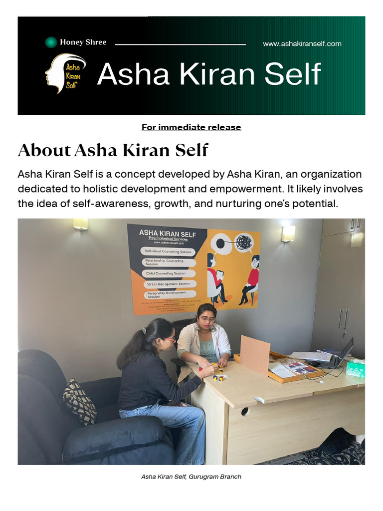 Asha Kiran Self Intro Pdf Psychology Psychotherapy