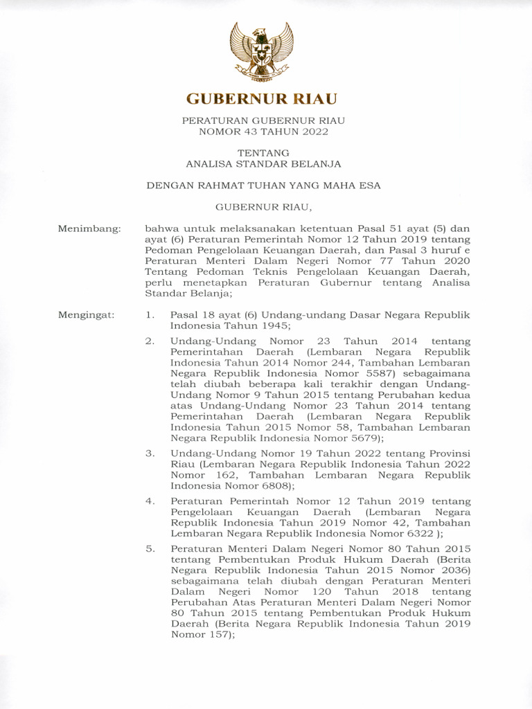 Pergub Lengkap ASB Tahun 2022 | PDF