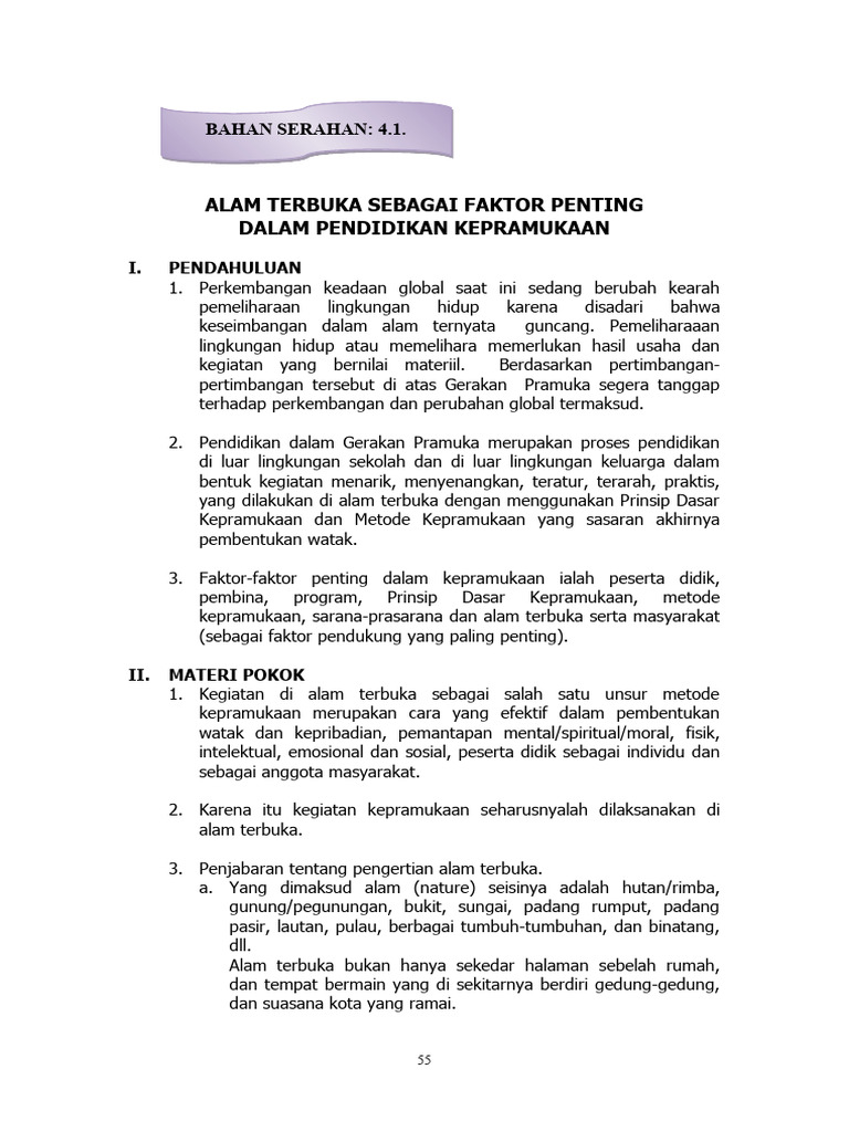 Alam Terbuka dalam Pendidikan Kepramukaan | PDF