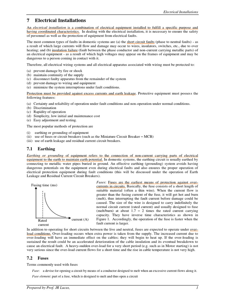 Electrical Installations | PDF | Fuse (Electrical) | Electrical Wiring