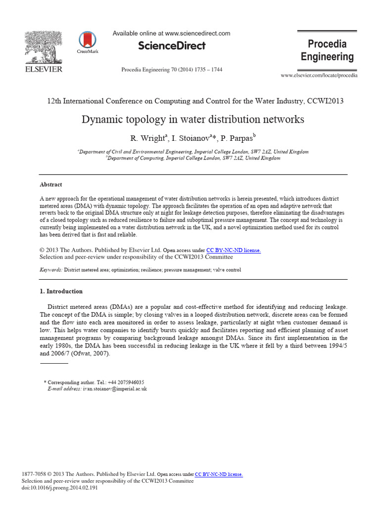 Dynamic Topology in Water Distribution Networks - 2014 - Procedia ...