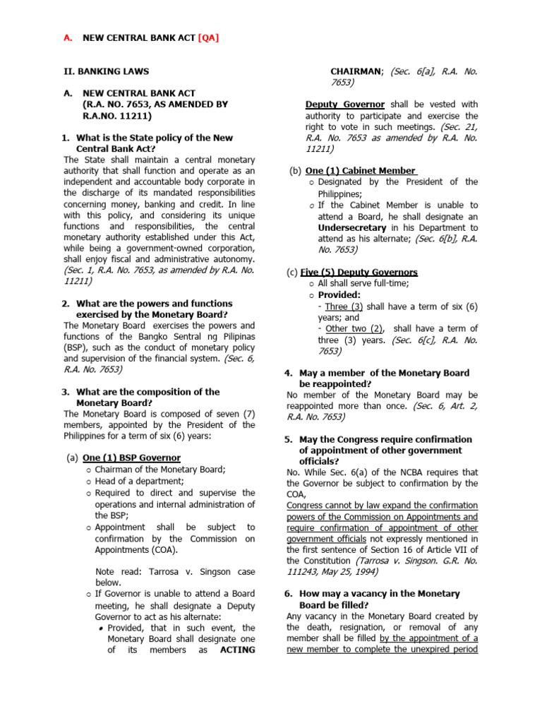 New Central Bank Act Overview | PDF | Indemnity | Central Banks