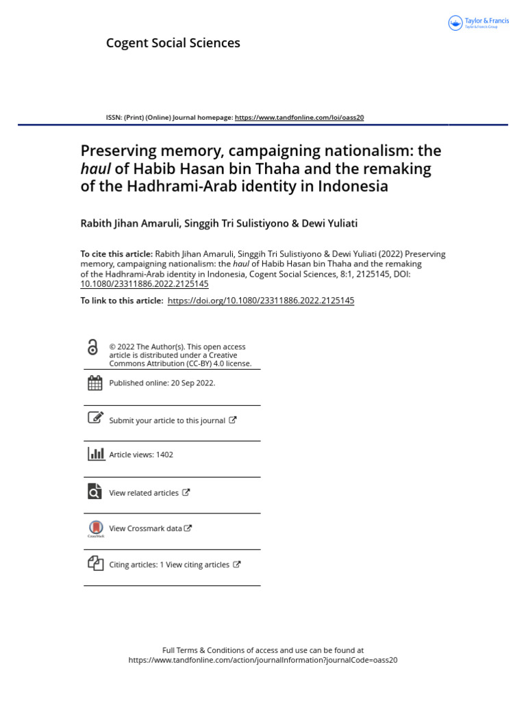 Preserving Memory Campaigning Nationalism The Haul of Habib Hasan Bin Thaha and The Remaking of ...
