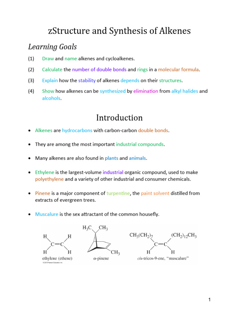 Chem 2425 Lecture Ch 7 Pdf Alkene Chemical Reactions