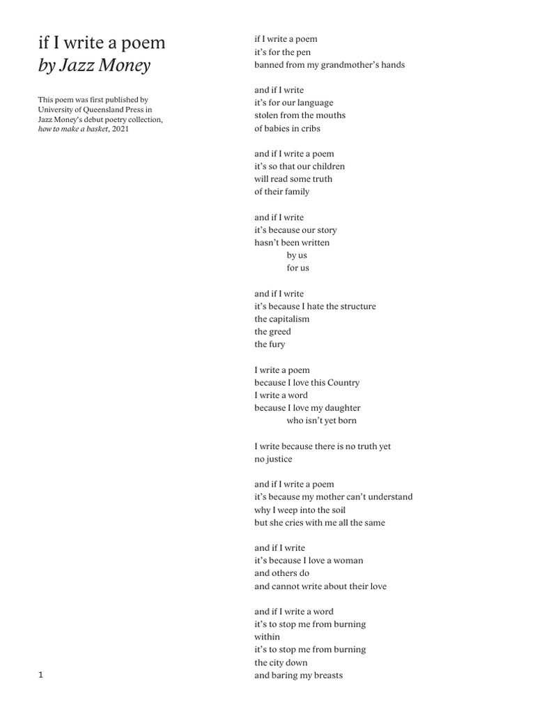 Resource 2 Jazz Money If I Write A Poem | PDF