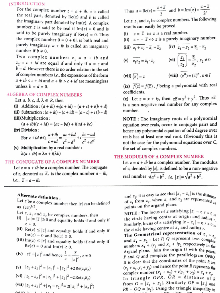 Concepts For Complex Numbers (JEE) | PDF | Complex Number | Numbers